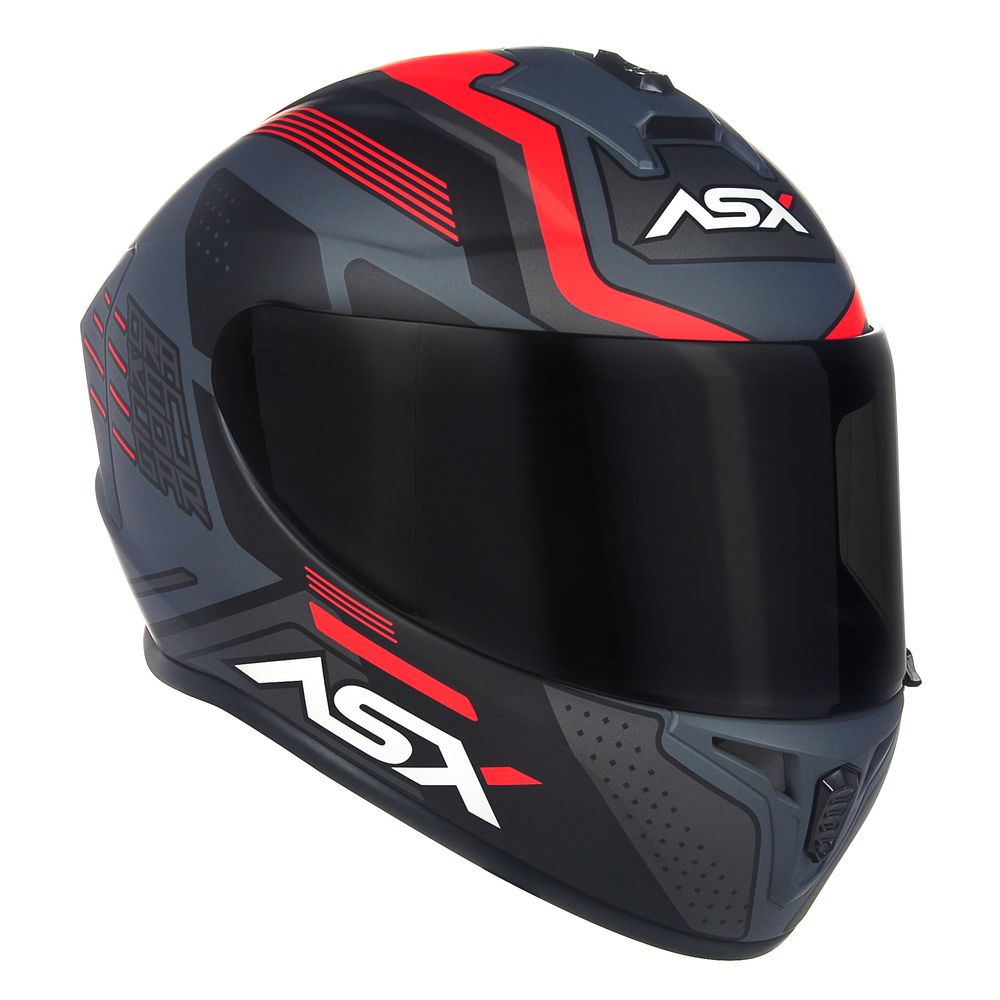 CAPACETE ASX DRAKEN COUGAR FOSCO CINZA/PRETO/VERMELHO - ASX